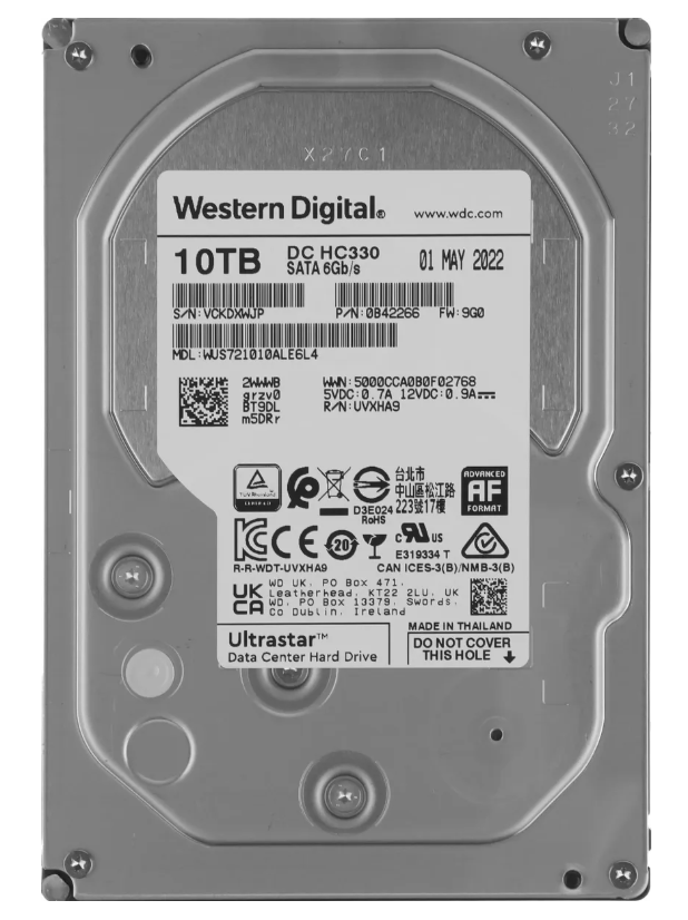 Жесткий диск HDD Western Digital WUS721010ALE6L4, 10 ТБ, 256 МБ, 7200 ...